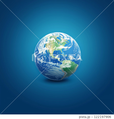 Earth rotates in space against a gradient blue...のイラスト素材 [122197906 ...