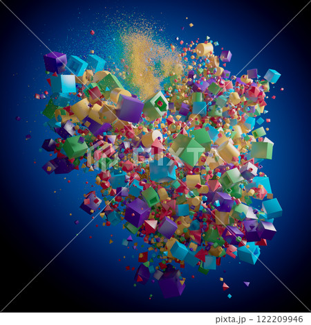 Geometric Burst: A Colorful Explosion of Shapes...のイラスト素材 [122209946 ...