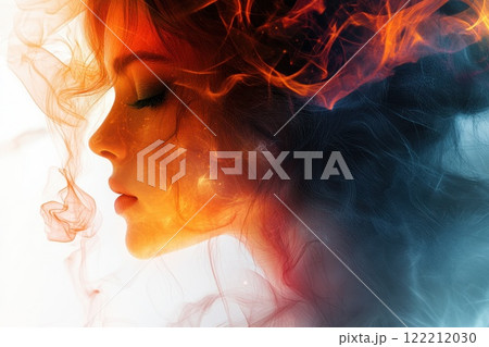 Burning essence of creativity expressed through...のイラスト素材 [122212030 ...