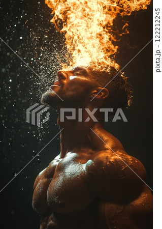 Impressive display of fire and strength as a...のイラスト素材 [122212245] - PIXTA