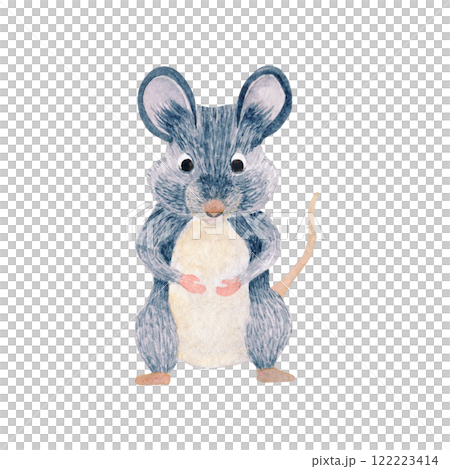 Watercolor gray mouse. Fictional character,...のイラスト素材 [122223414] - PIXTA