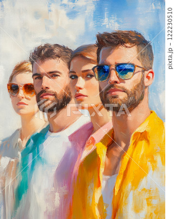 Vertical group portrait of young interns in...のイラスト素材 [122230510] - PIXTA