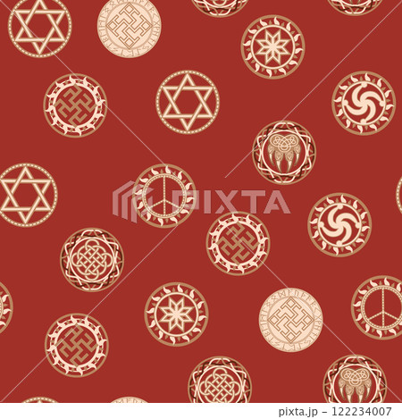 Seamless pattern ancient Slavic symbols. Star...のイラスト素材 [122234007] - PIXTA