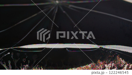 Crashed display. Failure artifacts. Black glass...の写真素材 [122246545] - PIXTA