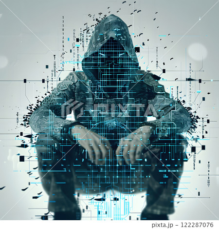 mysterious hacker in digital environment,...のイラスト素材 [122287076] - PIXTA