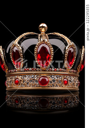 Extravagant crown adorned with red jewels and...のイラスト素材 [122295855] - PIXTA