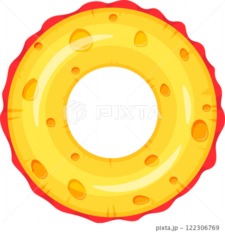 Inflatable ring with cheese pattern floating on...のイラスト素材 [122306769 ...