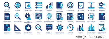 Quality control icon set in flat duotone solid...のイラスト素材 [122330726 ...