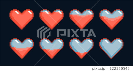 Gradual decrease in life indicator. Pixel...のイラスト素材 [122350543] - PIXTA