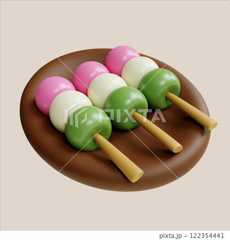 Colorful dango skewers with sweet toppings...のイラスト素材 [122354441] - PIXTA