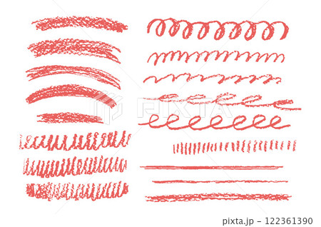 Crayon underline set. Red pencil scribble...のイラスト素材 [122361390] - PIXTA