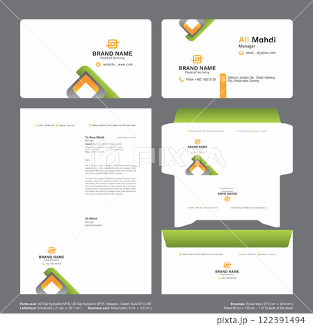 Letterhead Business Card Visit Card Envelope...のイラスト素材 [122391494] - PIXTA