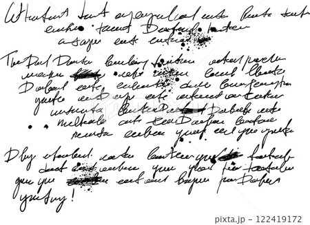 Illegible script. Poetry unreadable text. Brush...のイラスト素材 [122419172 ...