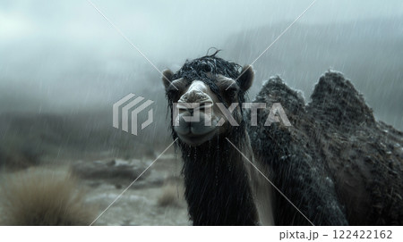 Unhappy camel standing in the desert during a...のイラスト素材 [122422162] - PIXTA