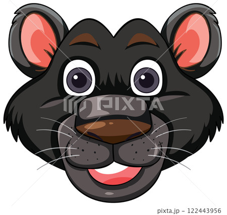 Smiling Cartoon Black Panther Faceのイラスト素材 [122443956] - PIXTA