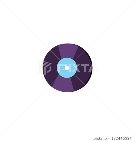 Vintage vinyl record with blue label flat icon,...のイラスト素材 [122446554 ...