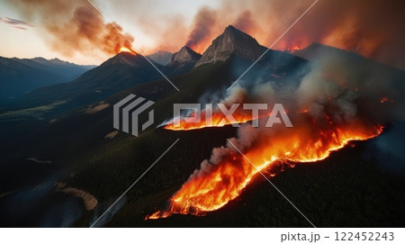 Aerial view of intense devastating raging...のイラスト素材 [122452243] - PIXTA