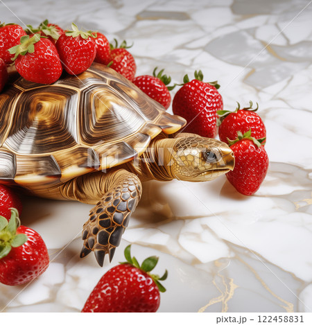 A cute little tortoise in a pile of delicious...のイラスト素材 [122458831] - PIXTA