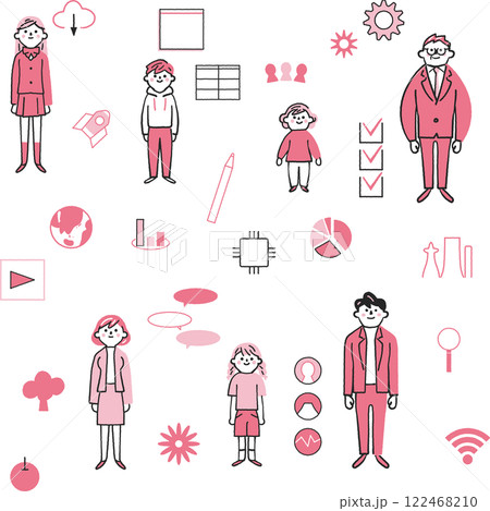 様々な年齢の人々とITのシンボリックなアイコン セットのストックイラスト素材のイラスト素材 [122468210] - PIXTA