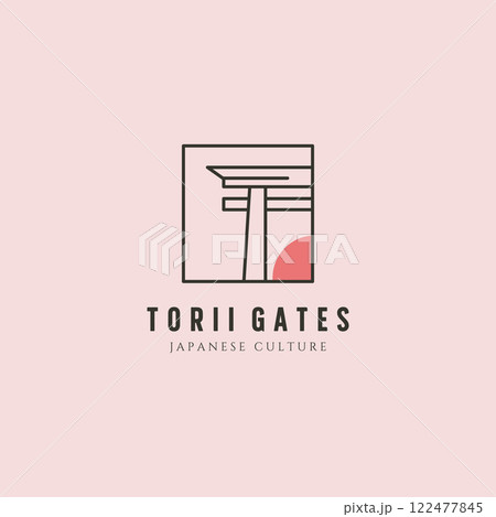 torii gate minimal logo vector illustration...のイラスト素材 [122477845] - PIXTA
