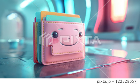 Cute smiling wallet with colorful tabs in a...のイラスト素材 [122528657] - PIXTA