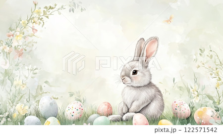 easter bunny in the gardenのイラスト素材 [122571542] - PIXTA