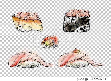 Traditional Japanese food, nigiri inari gunkan...のイラスト素材 [122597310 ...