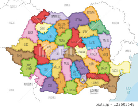 Vector illustrated regional map of Romania with...のイラスト素材 [122603549 ...