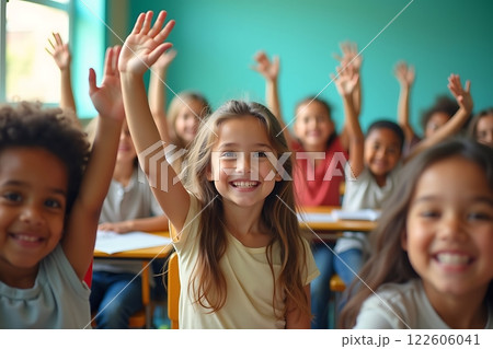 A cheerful classroom scene with students...のイラスト素材 [122606041] - PIXTA