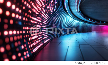 Colorful LED lights illuminate curved wall,...のイラスト素材 [122607157] - PIXTA