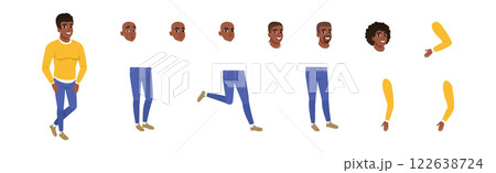 Man Character with Separate Body Parts Vector Setのイラスト素材 [122638724 ...