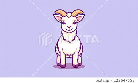 Cartoon goat is standing on purple background.のイラスト素材 [122647555] - PIXTA
