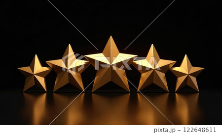 Five golden stars lined up against a black...のイラスト素材 [122648611] - PIXTA