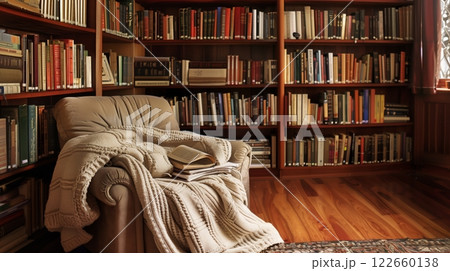 A bookshelf of classics, an overstuffed...のイラスト素材 [122660138] - PIXTA