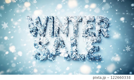 Frozen and covered with snow blue text of...のイラスト素材 [122660338] - PIXTA