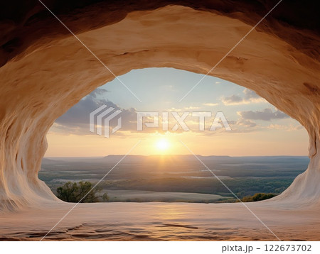 Peaceful Cave in Morning Lightのイラスト素材 [122673702] - PIXTA