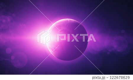 Purple planet rotating in space with bright...のイラスト素材 [122678629] - PIXTA