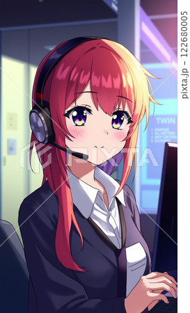 Cute Girl Call Center Operatorのイラスト素材 [122680005] - PIXTA