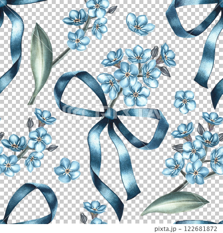 A simple pattern with blue forget-me-nots and...のイラスト素材 [122681872] - PIXTA