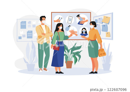 Students Following Covid Guidelines Inside The...のイラスト素材 [122687096 ...