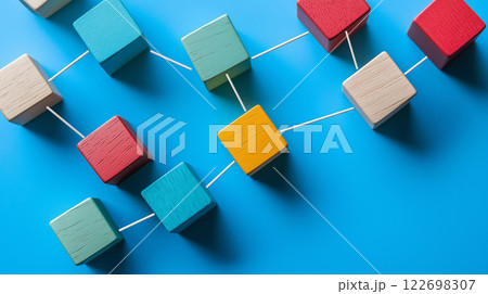 Colorful wooden blocks connected with strings...のイラスト素材 [122698307] - PIXTA