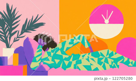Colorful Abstract Art of Relaxed Figure in...のイラスト素材 [122705280] - PIXTA