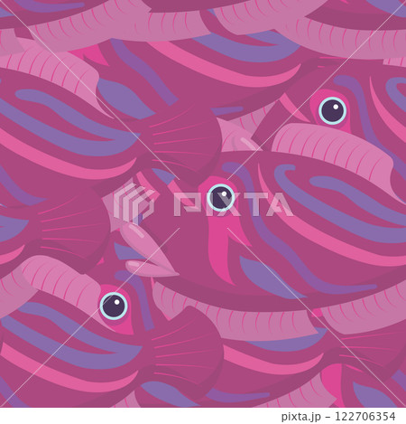 Simple pink fish. Vector illustration. Seamless...のイラスト素材 [122706354 ...