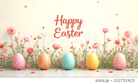 happy easter egg spring backgroundのイラスト素材 [122732423] - PIXTA