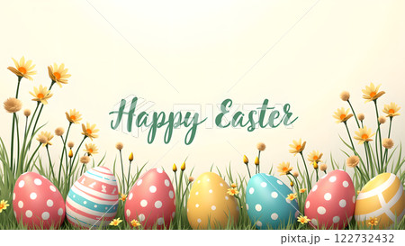 happy easter egg spring backgroundのイラスト素材 [122732432] - PIXTA