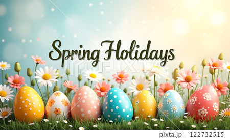 happy holiday easter egg spring backgroundのイラスト素材 [122732515] - PIXTA