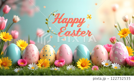 happy holiday easter egg spring backgroundのイラスト素材 [122732535] - PIXTA