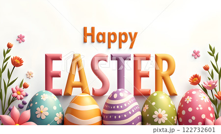 happy easter egg spring holiday backgroundのイラスト素材 [122732601] - PIXTA