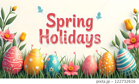 happy easter egg spring holiday backgroundのイラスト素材 [122732616] - PIXTA