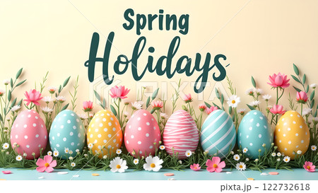 happy easter egg spring holiday backgroundのイラスト素材 [122732618] - PIXTA